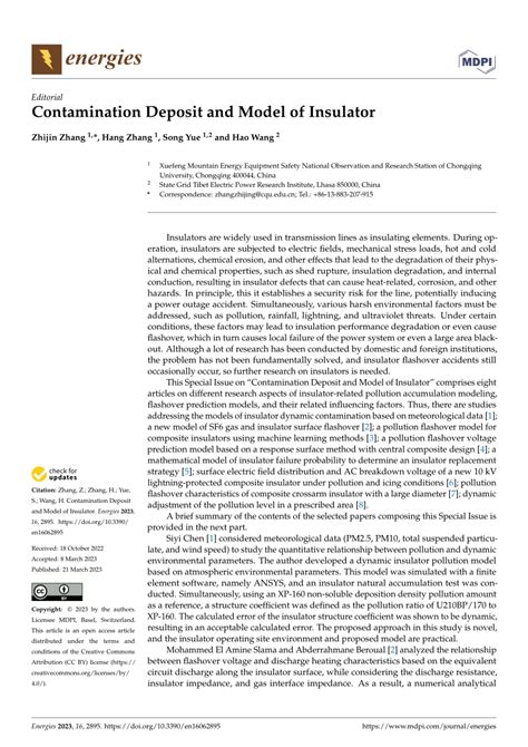 Pdf Contamination Deposit And Model Of Insulator