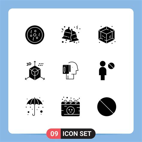 Pictogram Set Of 9 Simple Solid Glyphs Of Start From Scratch Programing