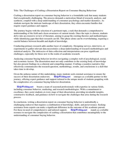 Dissertation Report On Consumer Buying Behaviour Pdf Consumer Behaviour Behavior