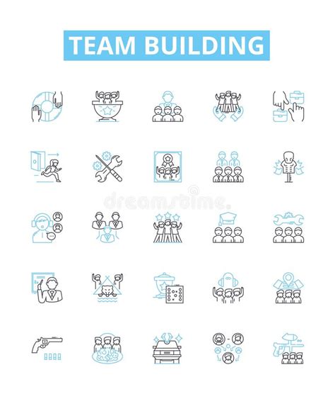 Team Building Vector Line Icons Set Collaborate Networking Engage