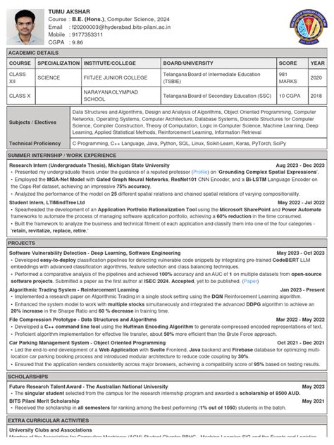 akshar tumu software developer role resume pdf data compression