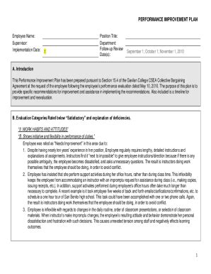 Fillable Online Performance Improvement Plan PIP How To Write Fax Email Print PdfFiller