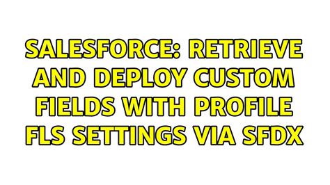 Salesforce Retrieve And Deploy Custom Fields With Profile Fls Settings