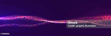 추상적 빨간색 파란색과 노란색 파티클 배경입니다 점 풍경이 있는 흐름 파 디지털 데이터 구조 미래의 메시 또는 사운드 그리드 패턴 점 시각화 기술 벡터 그림 0명에 대한