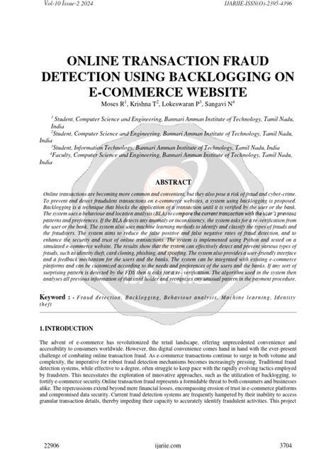 Online Transaction Fraud Detection Using Backlogging On Ecommerce