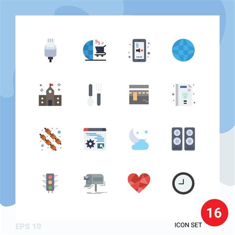 16 User Interface Flat Color Pack Of Modern Signs And Symbols Of Building Equipment Back To