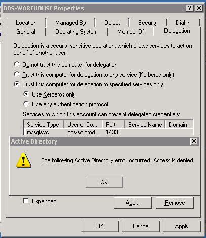 Solved Active Directory Delegation Access Denied Experts Exchange