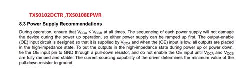 TXS OE Pin Settings Logic Forum Logic TI E E Support Forums