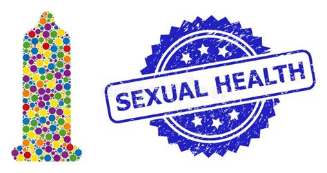 Rubber Sexual Health Stamp Seal And Multicolored Collage Condom Stock Vector Illustration Of