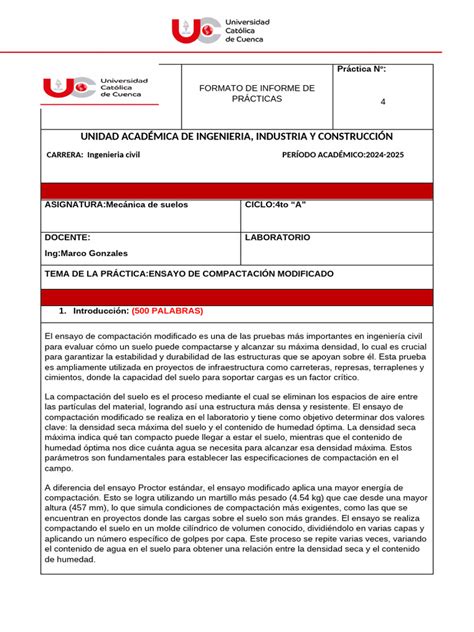 Proctor Modificado Completo Pdf Densidad