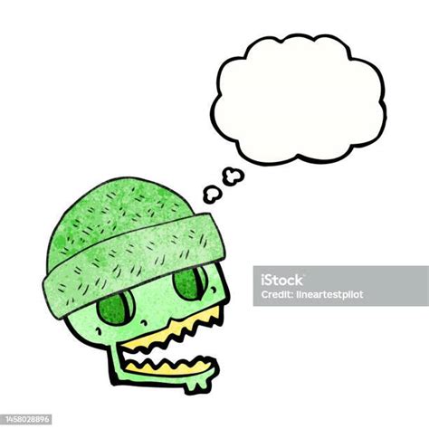 자유형 그린 생각 거품 질감 만화 두개골 모자를 쓰고 귀여운에 대한 스톡 벡터 아트 및 기타 이미지 귀여운 그런지 이미지 기법 기이함 Istock