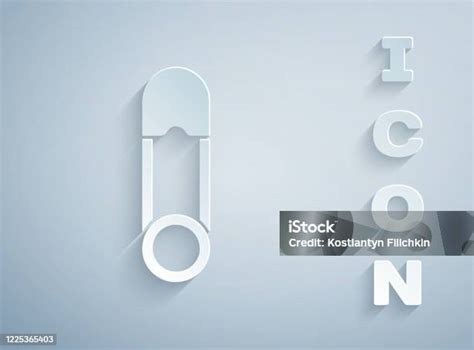 종이 컷 클래식 폐쇄 강철 안전 핀 아이콘 회색 배경에 격리 종이 아트 스타일입니다 벡터 일러스트레이션 3차원 형태에 대한 스톡 벡터 아트 및 기타 이미지 Istock