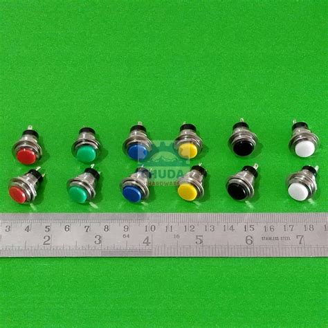 สวิทช์ 12mm ปุ่มกด รีเซ็ต กดติด ปล่อยดับ Reset Switch 2 ขา ขนาด 12mm Ds 31812mm250vac 1 ตัว