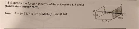 Solved Express The Force F In Terms Of The Unit Vectors I J Chegg