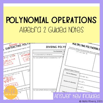 Polynomial Function Operations Guided Notes For Algebra No Prep