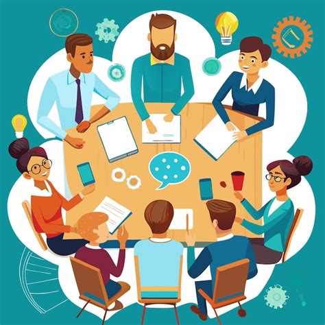 A Diverse Group Of People Collaborating Around A Table Premium Ai Generated Vector