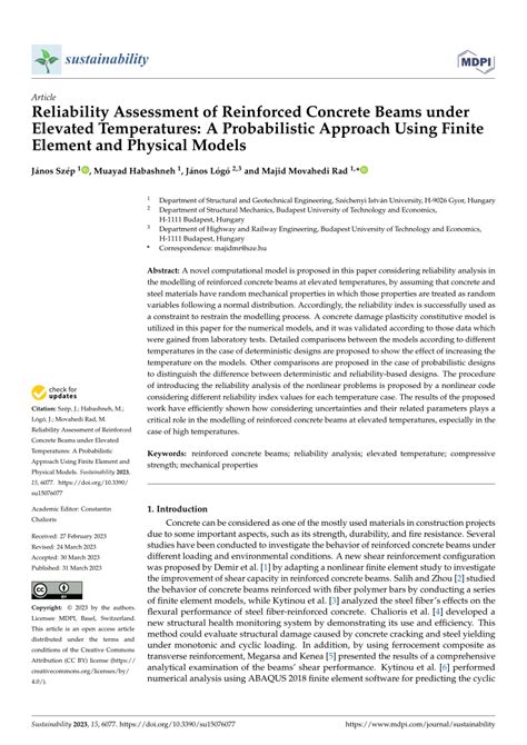 Pdf Reliability Assessment Of Reinforced Concrete Beams Under
