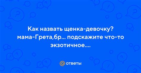 Ответы Как назвать щенка девочку мама Грета братик Рекс Прошу подскажите что то