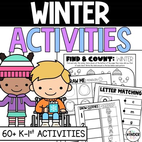 Winter Kindergarten And First Grade Activity Book 60 Math And La Worksheets