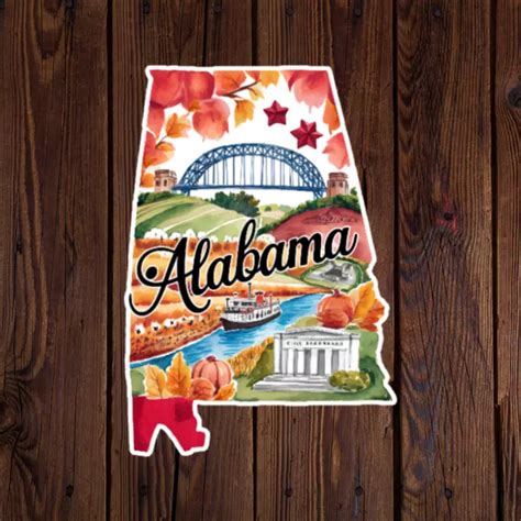 Alabama Sticker American Flag State Outline Novelty Laptop Car Sticker