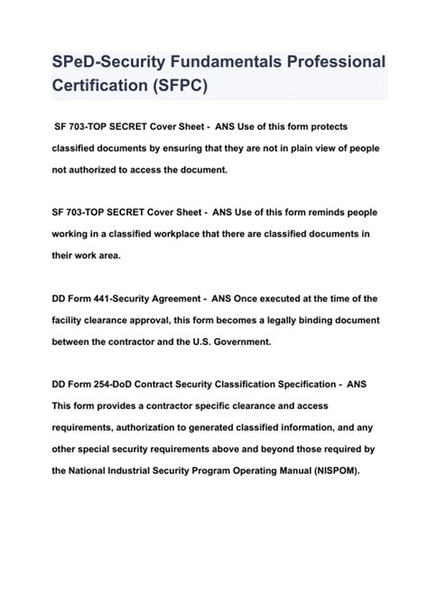 Sped Security Fundamentals Professional Certification Sfpc Questions And Answers 2023 A