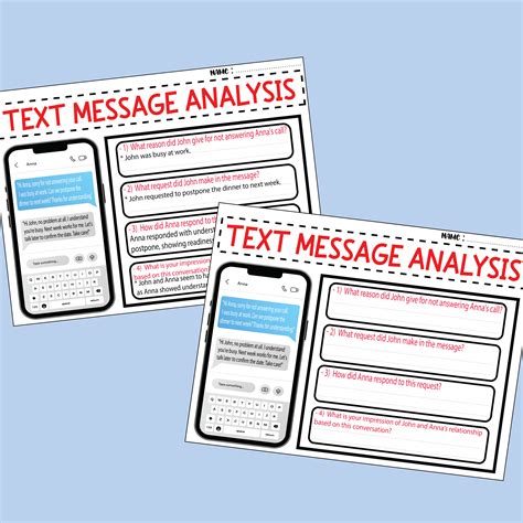 Text Message Analysis Making Inferences Activity Worksheets Custom