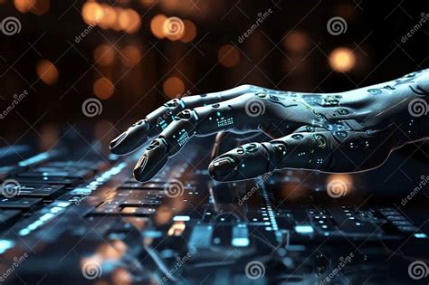 coding monitor touched by robotic hands demonstrating advanced