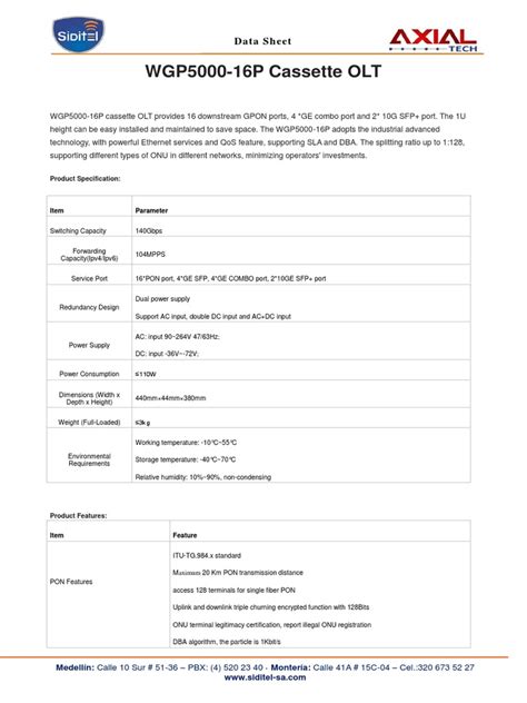 Olt 16p Prevail Pdf I Pv6 Port Computer Networking
