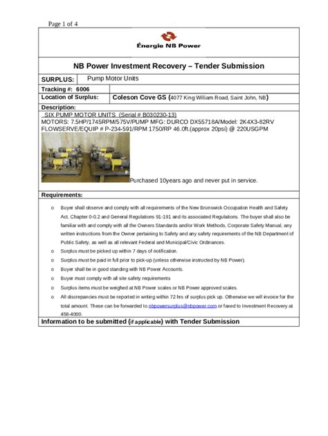 Surplus Tender Template Doc Template Pdffiller