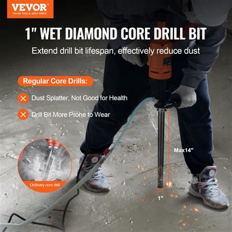 Vevor Core Drill Bit 1 Wet Diamond Core Drill Bits 14 Drilling Depth Concrete Core Drill Bit
