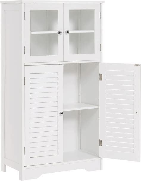 Buy Weenfon Bathroom Cabinet Storage Cabinet With 2 Glass Doors And 2