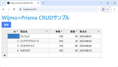 Prisma×nextjsでmysqlと連携するweb Apiを作成してwijmoでcrud処理を行う Mesciusdevlog