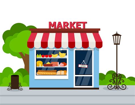 Storefront Grocery Store Facade Vector Illustration Store Building