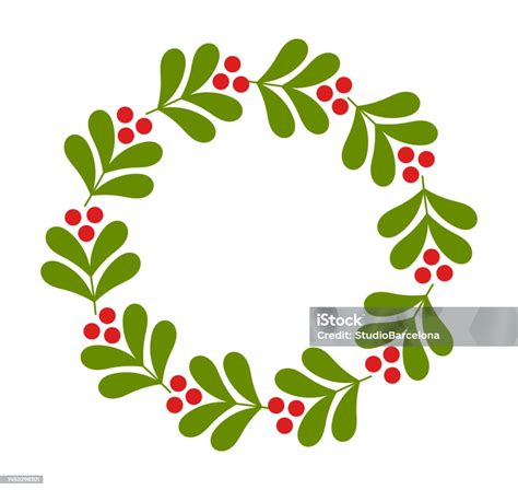 Mistletoe Wreath Christmas Decoration Isolated On White Background
