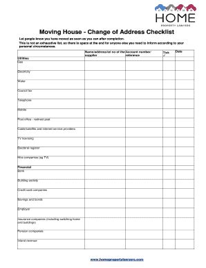 Change Of Address Checklist Printable Uk Fill Online Printable Fillable Blank PdfFiller