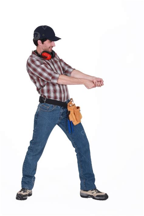 Workman Pulling Something Attractive Builder Photo Background And