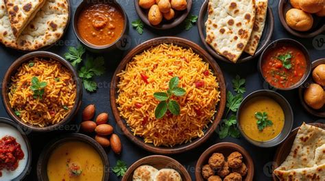 Traditional Indian Cuisine Displaying Vibrant Flavors And Aromatic