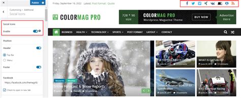 Manage Social Icons Colormag Documentation
