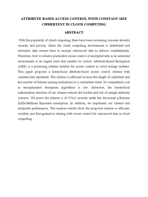 Attribute Based Access Control With Constant Size Ciphertext In Cloud