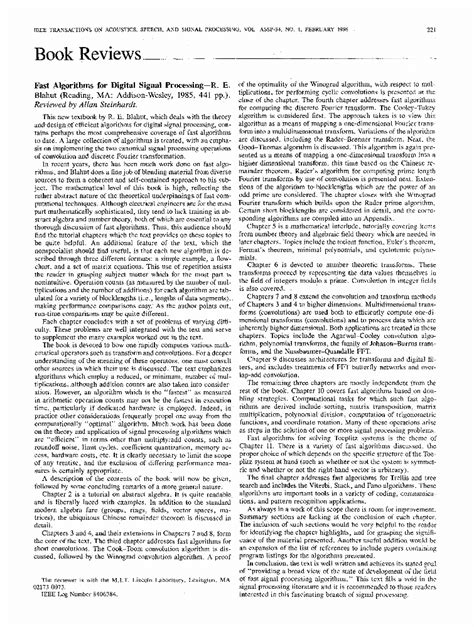 Fast Algorithms For Digital Signal Processing Ieee Journals