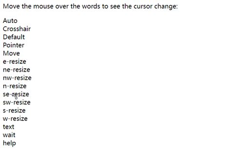 css cursor 属性 极客教程