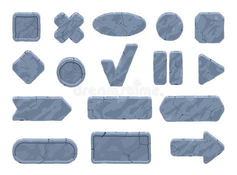 Stone Game Menu Empty Buttons Medieval Gui Design Blank Panels