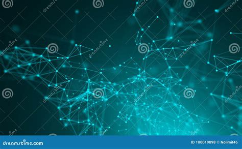 Abstract Connection Dots Technology Background Digital Drawing Blue Theme Stock Illustration