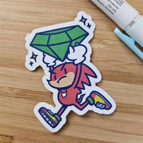 Knuckles Master Emerald 25 Glossy Sticker Etsy