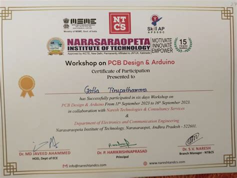 Tirupathamma Gatla On Linkedin 💥hey Connections I Have Successfully Completed Workshop On Pcb