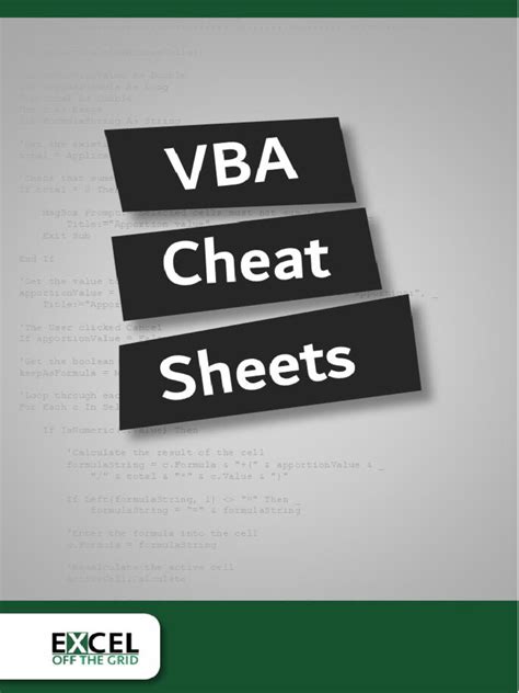 vba cheat sheet v1 2 pdf control flow worksheet