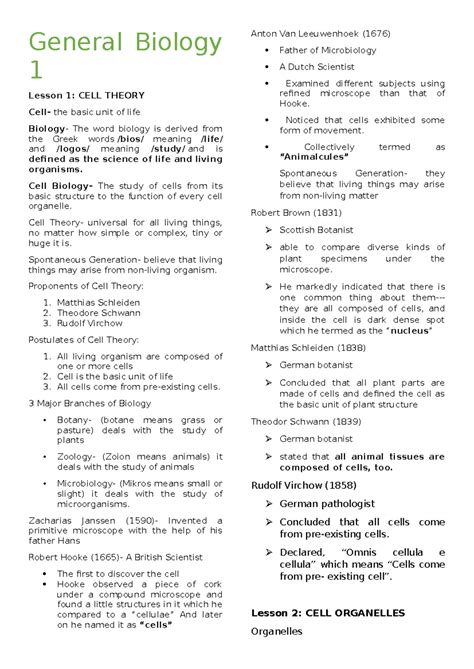 General Biology 1 Ptr G11 Stem Notes General Biology 1 Lesson 1