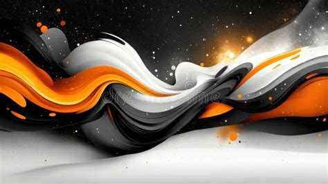 Abstract Waves Of Orange Black And White Create A Dynamic Visual