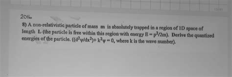 solved a non relativistic particle of mass m ﻿is absolutely