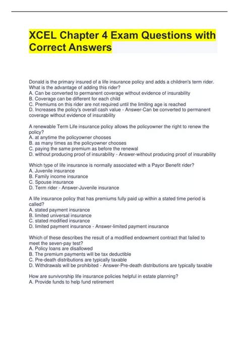 Xcel Chapter 4 Exam Questions With Correct Answers Xcel Stuvia Us